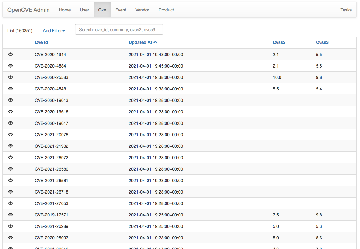 Admin - OpenCVE Documentation